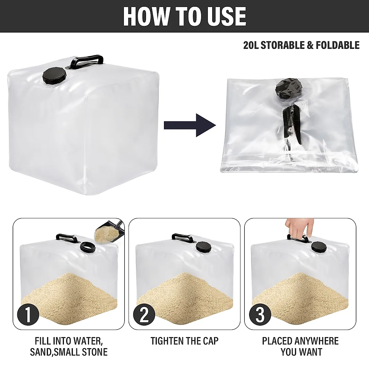 2Pcs Swimming Pool Ladder Weights Bag, 20L Heavy Duty Plastic Pool Weight Sand Bags, Fillable Ladder Anchor Bag for Swimming Pool Steps Entry Systems