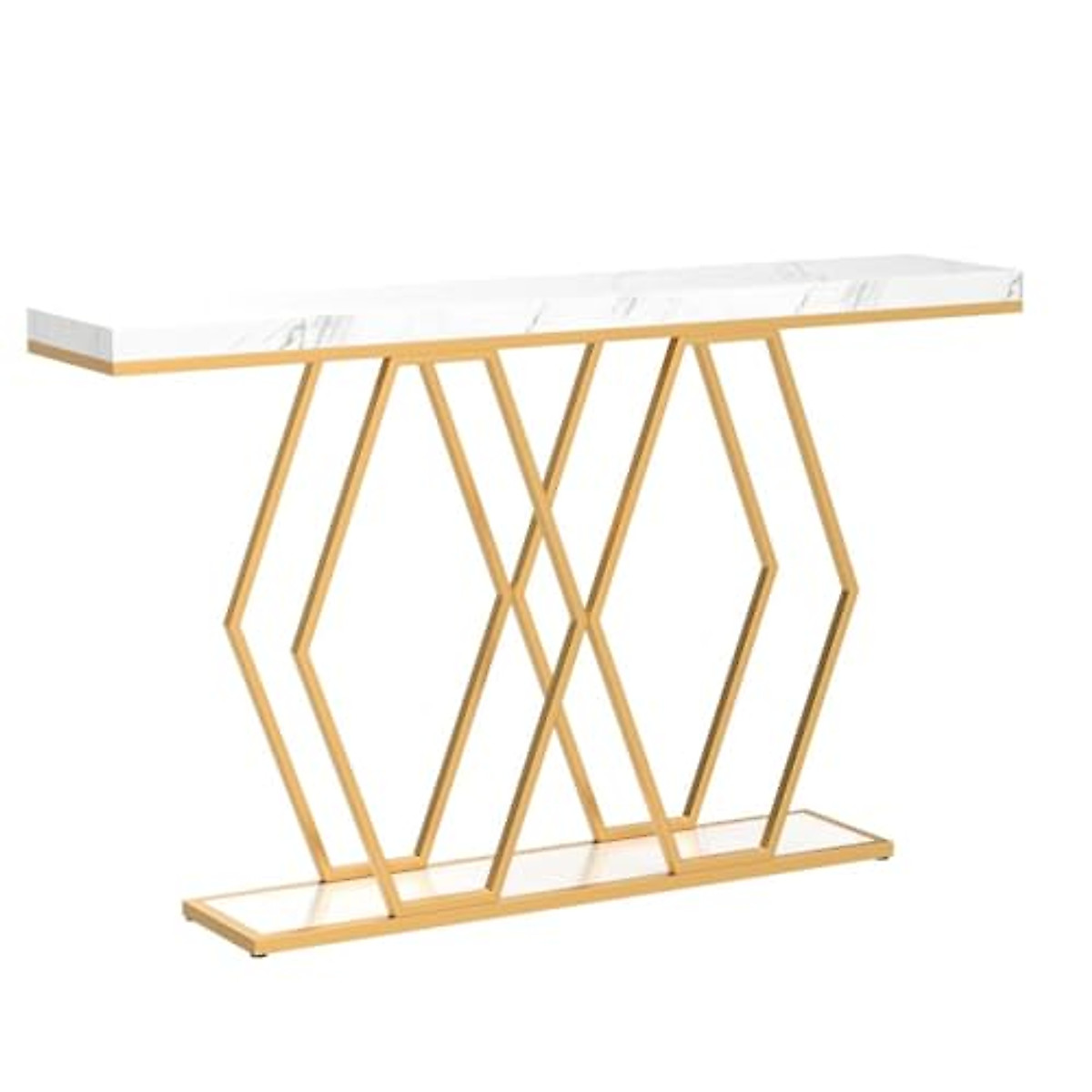 Tribesigns Console Table for Entryway Living Room, 55 Inch Gold Entryway Table Modern Accent Table for Hallway Entrance Foyer (Gold White)