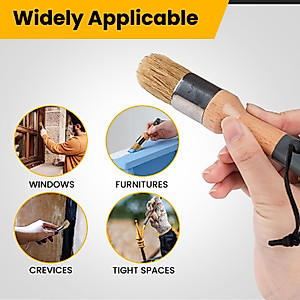 Mister Rui Chalk Wax Paint Brush, 3pcs, Chalk Paint Brushes for Furniture, Small Wax Brush for Chalk Paint, Acrylic Paint, Milk Paint, Natural Bristles Stencil Brushes, No Shedding