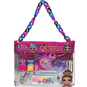Townley Girl L.O.L. Surprise! Fashion Purse Makeup Set with Non-Toxic Nail Polish, Eyeshadow, Hair Accessories and More, Rainbow Chain for Girls Ages 3 and Up