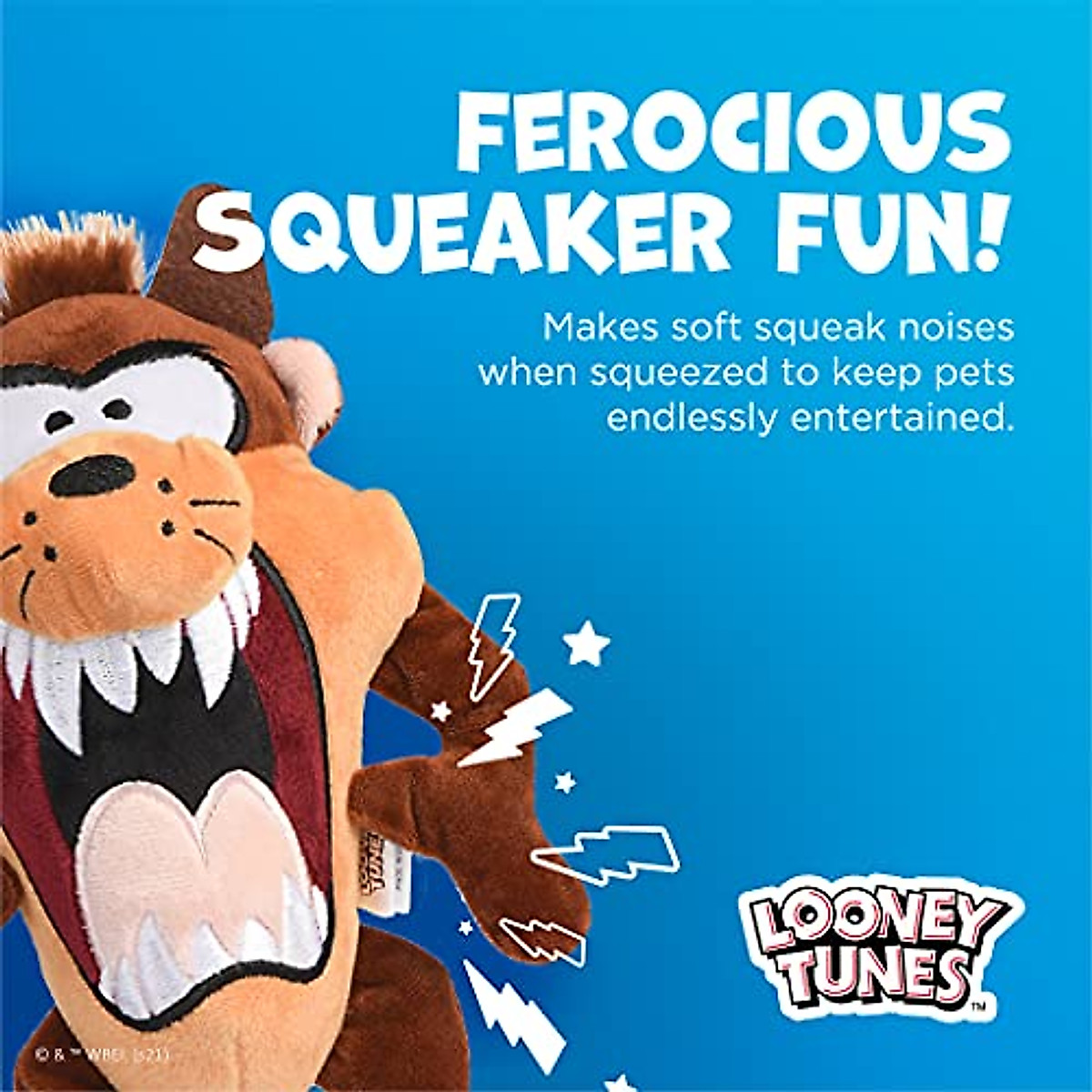 Looney Tunes for Pets Tasmanian Devil Taz Big Head Plush Dog Toy, Stuffed Animal for Dogs, Size Medium | 6-inch Dog Toy for All Dogs | Cute Squeak Toy for Dogs in Brown