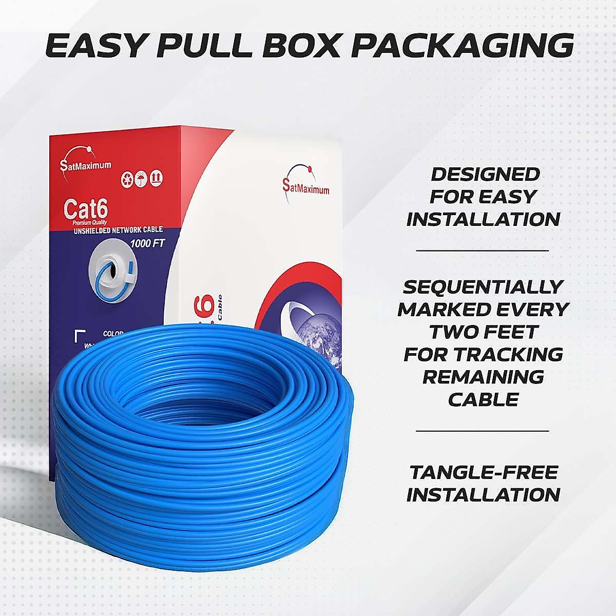 Cables Direct Online CAT6 Cable 1000ft Pull Box Solid Ethernet LAN UTP Cable 23AWG 550Mhz RJ45 Network CCA Copper Clad Aluminum Wire Bulk (Blue)