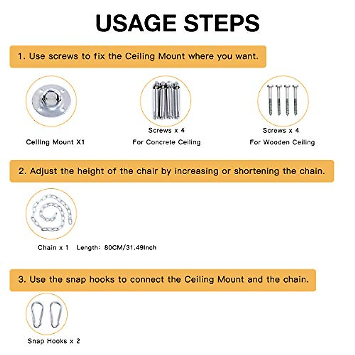 YRYM HT Macrame Swing Hammock Chair - Macrame Hanging Chair with Durable Hanging Hardware Kit, Indoor & Outdoor Macrame Swing Chairs for Bedrooms, Patio, Porch, Deck, Yard, Garden