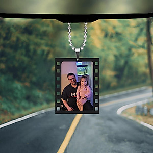 souleather Personalized Acrylic Memory Film Car Pendant, Ideal for Anniversary, Wedding, Birthday, Unisex, Circle, Handmade, Car Decoration