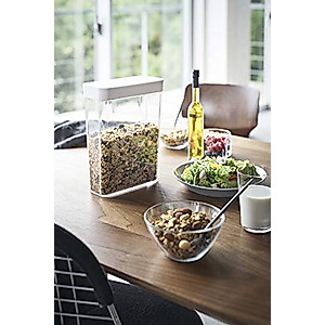 Yamazaki Home Airtight Dry Container with Sliding Lid | Kitchen & Pantry Organization | Cereal, Grains, Pasta, and Flour | Plastic | Food Storage, One Size, White