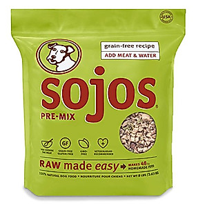 SOJOS Natural Pet Food Pre-Mix Grain Free Freeze-Dried Raw Dry Dog Food Mix, 8 Pound (755709830129)
