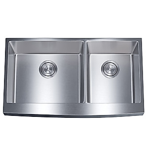 Dowell 10" Deep Apron Front Farmhouse Undermount Double Bowl 35-7/8x20-3/4 Stainless Steel Kitchen Sink (16 Gauge, 6008 3620D)