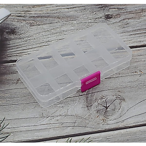 Yansanido 4 Pcs 10 Grids 5 Inch x 2.5 Inch Adjustable Small Removable Plastic Jewelry Organizer Divider Storage Box Jewelry Earring Tool Containers (Clear Pink)