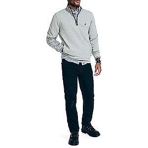 Nautica Men's Quarter-Zip Sweatshirt, Stone Grey Heather