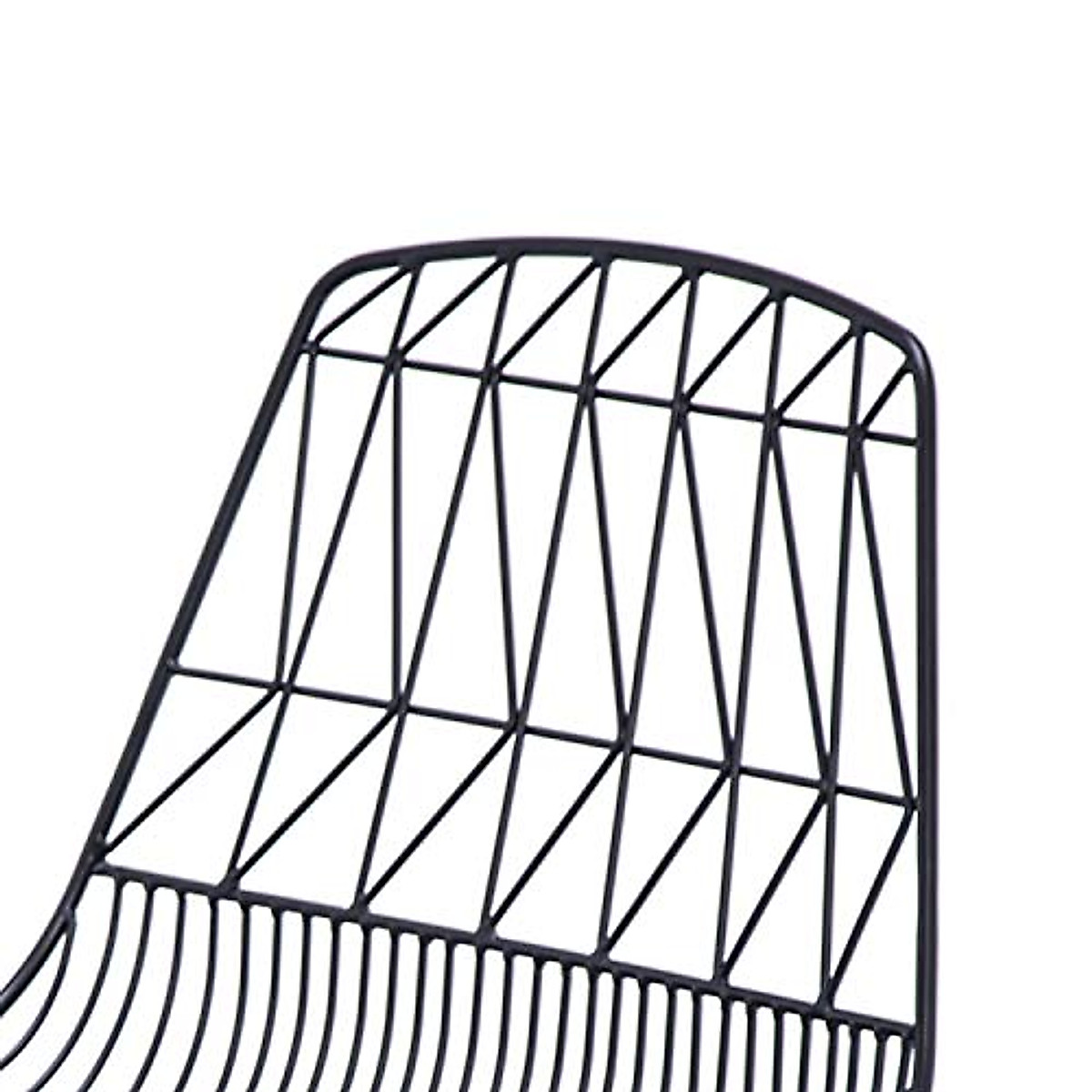 AC Pacific Metal Dining Chairs with Faux Leather Seat Pad, Modern Stackable Indoor Outdoor Stool for Kitchen, Patio, Bistro and Bar, Set of 2, Matte Black