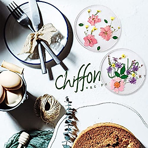 Drink Coasters Flower Cup Mat-Epoxy Resin Coasters with Colorful Natural Floral Reusable Round Kitchen Utensils for Dining Cups (Set of 4) (4, BD0001)