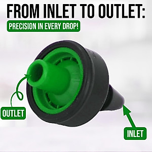 Pressure Compensating Drippers (Pack of 100) - 1L/h Flow Rate by- Ideal for Home Gardens, Orchards, and Greenhouses