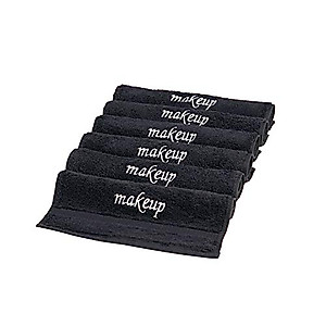 Towel Bazaar Premium Turkish Cotton Super Soft and Absorbent Towels (Black, 6-Piece Makeup Washcloths)