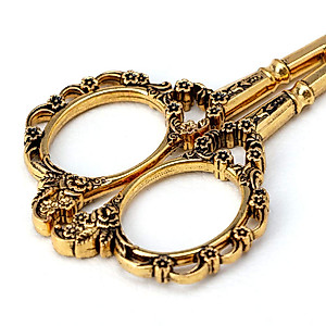 Professional Manicure Scissors, EBANKU Vintage Stainless Steel Cuticle Precision Beauty Grooming for Nail, Facial Hair, Eyebrow, Eyelash, Nose Hair (Gold)