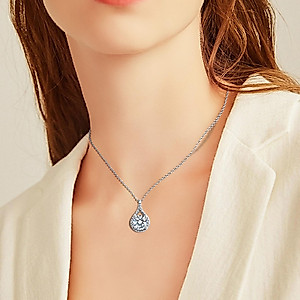 SecreTalk 1-5CT Moissanite Pendant Necklace for Women, Wedding Gift 18K White Gold Plated Silver Diamond Necklace for Wife Mother Her (3CT)