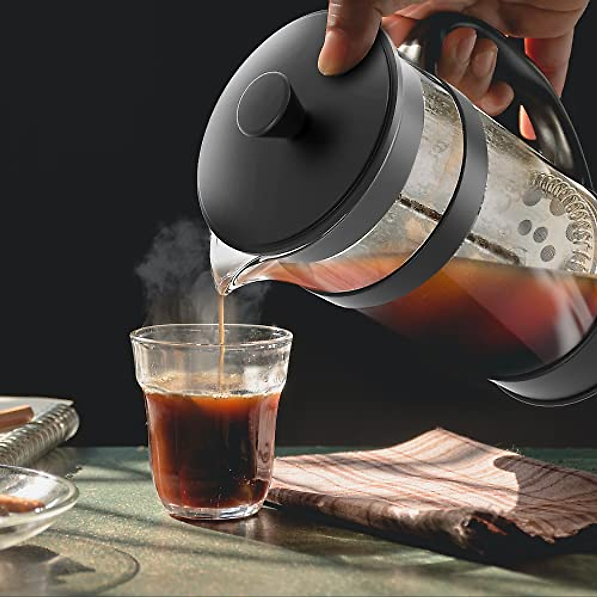 Utopia Kitchen 51 Ounce French Press Espresso and Tea Maker with Triple Filters, Stainless Steel Plunger and Heat Resistant Borosilicate Glass - Black