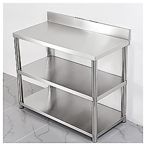 Metal Workbench, Stainless Steel Workbench, Stainless Steal Table, Work Table,restaurant Supplies Commercial Heavy Duty Table With Undershelf And Backsplash, For Restaurant, Home And Hotel ( Color : T