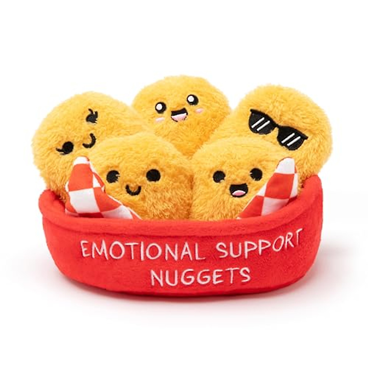 Emotional Support Chicken Nuggets by Relatable, Cuddly Easter Stuffed Animals and Toys, Squishy Toys and Plushies, Great Easter Basket Stuffers for Teens, Includes 5 Plushies with Carrying Basket