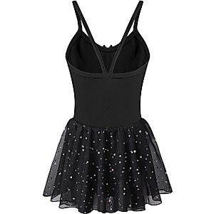 DANSHOW Ballet Leotards for Girls Dance Camisole Dress with Shiny Tutu Skirt(4041-06-M)