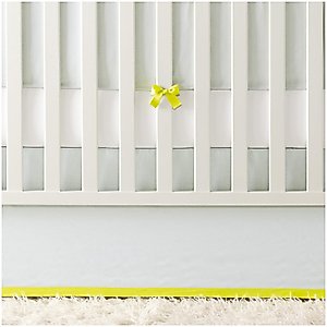 Serena & Lily Banded Linen Crib Skirt - Aqua/Citron