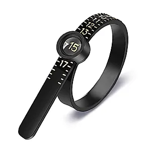 Ring Sizer Measuring Tool JRONGHE Reusable Finger Size Measuring Tape with Magnified Glass, Jewelry Sizing Tool 1-17 USA Rings Size