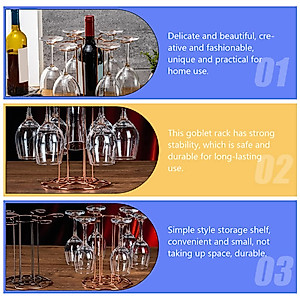 DOITOOL Metal Shelf Brackets Wine Glass Rack Countertop Wine Glass Holder Freestanding Stemware Storage Rack Wine Glass Stand Air Drying Tree Display Hanger for Home Bar Rose Gold Shelf Holders