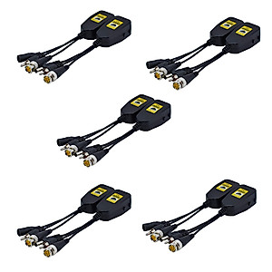 5 Pairs 8MP/4K Passive HD BNC Video Power Audio Balun Transceiver Transmitter Via UTP RJ45 Cable AHD/TVI/CVI/CVBS Cable Connectors for 720P/960P/1080P/3MP/5MP/8MP CCTV Security Cameras
