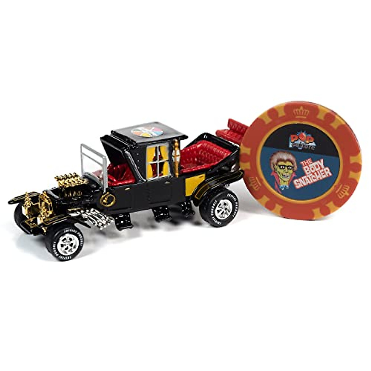 Barris Koach Black with Red Interior with Poker Chip (Collector Token) and Game Card Trivial Pursuit Series 1/64 Diecast Model Car by Johnny Lightning JLPC003-JLSP136