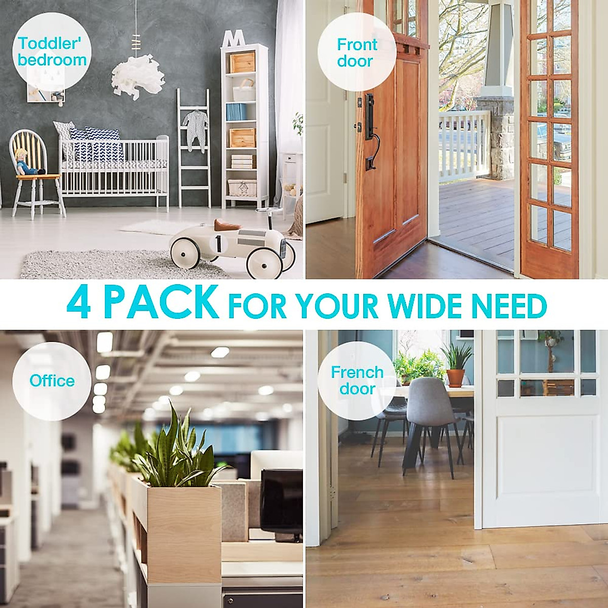 Door Stopper, 2 Pack Magnetic Door Stops Catch, Door Magnetic Catch Stainless Steel, No Need to Drill - 3M Double-Sided Adhesive Tape, Keep Your Door Open, 2 Pack for Wide Doors