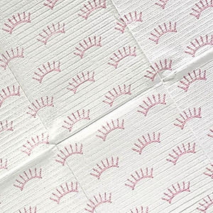 Disposable Lashing Dental Bib | 125 Pack | Size 13x18" inches | Eyelash Extension Supplies | White Bib with Pink Lash Print Design