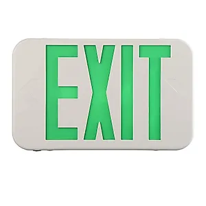 EXITLUX LED EXIT Light,Commercial Emergency Lighting Fixtures,Combo Exit Sign with Backup Battery,UL Listed,Rounded Square,Universal Mounting,for Corridor Hallway,Double Face Green Letters