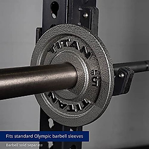 Titan Fitness 5 LB Cast Iron Olympic Plates, Sold in Pairs, Classic Weight Plate Design, Silver Hammer Finish