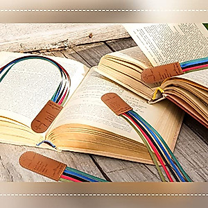 10 Pieces Christian Leather Bookmark Gifts Bible Bookmark Bible Verse Inspirational Bookmarks Artificial Leather Multi Page Marker with 5 Colorful Ribbons for Men Women Book Lovers Readers