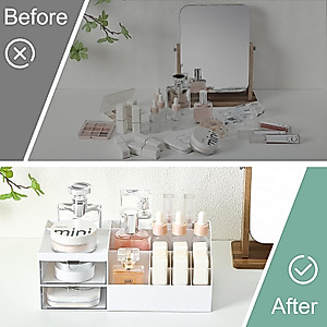 BREIS Multifunction Desk Organizer, Makeup Storage for Eyeshadows, Concealers, Powders, Nail Polish,9.65‘’x 4.8‘’x 3.67‘’ (White)