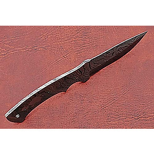 8.5 inches long Drop point blank blade skinning knife, hand forged Damascus steel 4.5" scale space with 3 Pin hole & an inserting hole space 3.75 inches cutting edge