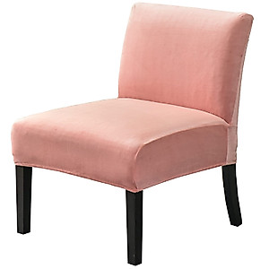 JIAN YA NA Armless Accent Chair Cover, Stretch Armless Chair Slipcover Velvet Armless Chair Covers Slipper Chair Slipcover Furniture Protector Covers for Living Room Bedroom(Velvet, Pink)