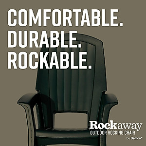 Semco Plastics Rockaway Heavy Duty Polyethylene All Weather Outdoor Rocking Chair with Backrest and Armrests for Porch, Deck and Patio, Green
