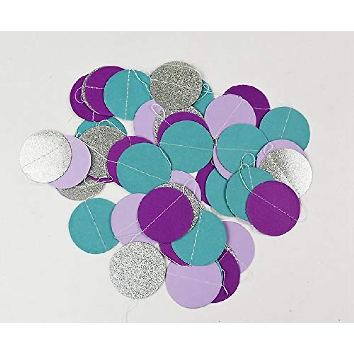 Teal Purple Lavender Silver Tissue Paper Pom Poms Flowers Tissue Tassel Garland Polka Dot Paper Garland Kit for Bridal Shower Snow or Sea Theme Mermaid Wedding Ball Party Decoration