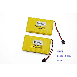 Blomiky 2 Pack 7.2V 700mAh Ni-Cd Rechargeable Battery Pack with SM 2P Plug Replacement for Old Version 15 Channel Huina 1550 550 RC Excavator 7.2V 700mAh Yellow 2