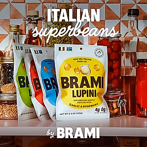 BRAMI Lupini Beans Snack, Sea Salt & Vinegar, 7g Plant Based Protein, 0g Net Carbs, Vegan, Vegetarian, Keto, Mediterranean Diet, Non Perishable, 5.3oz