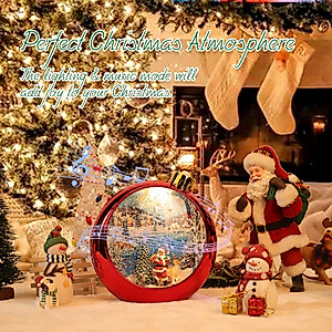 Christmas Snow Globe Lantern Red Snow Globes Musical Lantern 6H Timer Glitter Lantern Chritmas Battery Operated Snowglobe Santa Snow Globe Swirling Glitter Musical Snow Globe Lantern