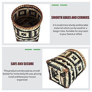 VOSAREA Bamboo Woven Trash Can Wicker Waste Basket Office Garbage Cans Round Waste Paper Bin Rubbish Basket Plant Flower Pot for Under Desk Bedroom Bathroom Home Office