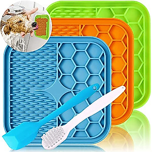 Kwispel Dog Lick Mat, 3 Pcs Lick Mat for Dogs with Suction Cups for Anxiety, Peanut Butter Dog Licking Mat Slow Feeder Dispensing Treater Lick Pad for Dogs Cats Bathing Grooming