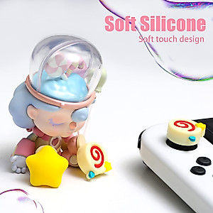 NANANINO Cute Silicone Joycon Thumb Grip Caps,Joystick Cover Compatible with Nintendo Switch,OLED,Switch Lite – Kirby/Ghost
