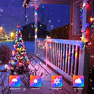 JMEXSUSS 2 Pack Solar String Light 100LED 32.8ft 8 Modes Solar Christmas Lights Waterproof for Gardens, Wedding, Party, Homes, Christmas Tree, Curtains, Outdoors (Multicolor)