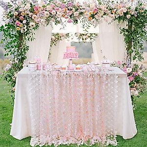 3D Butterfly Lace Fabric 1 Yard Gradient Pink Mesh Tulle Fabric for DIY Tutu Skirt Dress Hair Bows Gift Wrapping Sewing Crafting