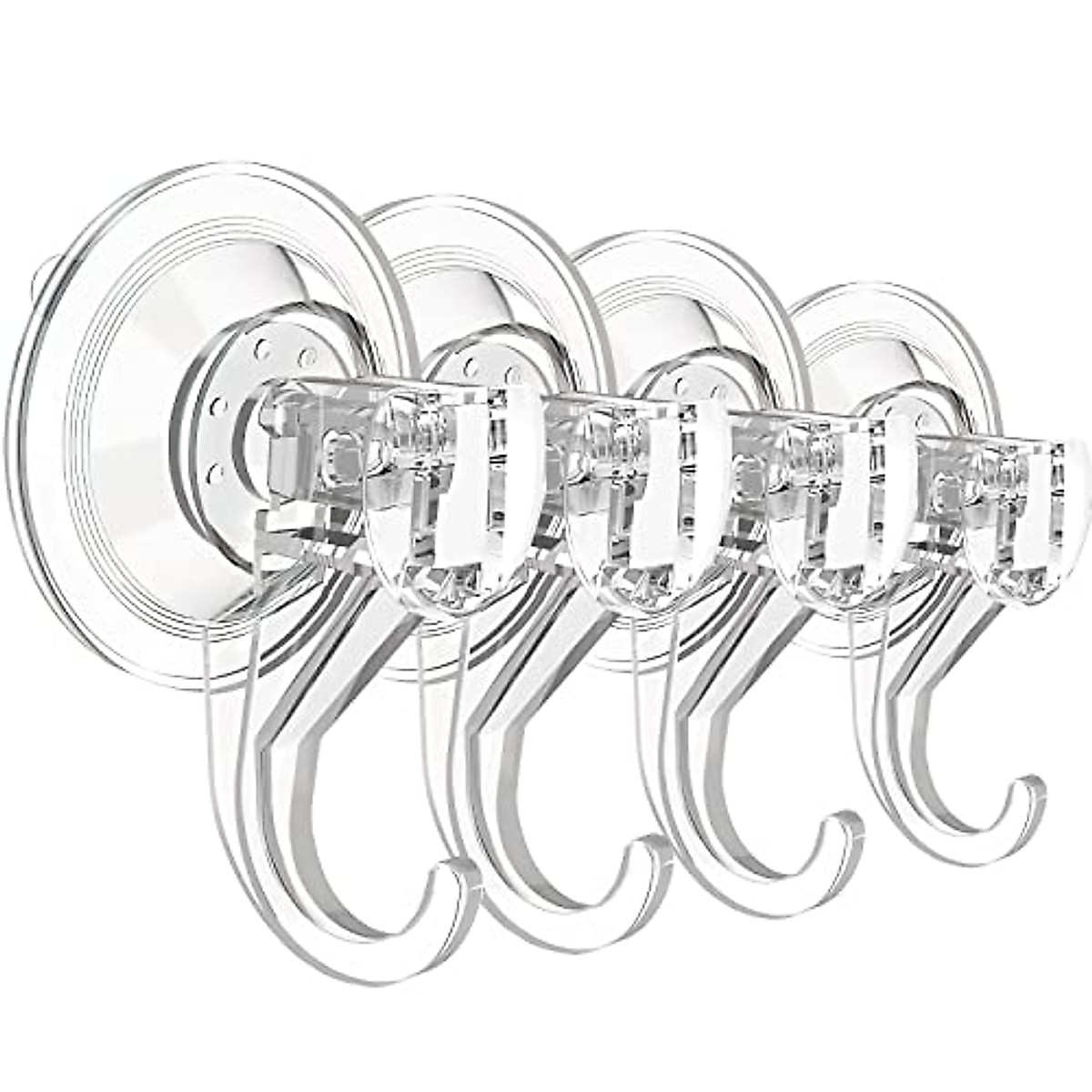 EAMOMORK Suction Cup Hooks for Shower, Large Clear Heavy Duty Suction Cup Hooks, Wreath Hangers for Front Door Window Glass Kitchen Towel Loofah Utensils (4 Packs)