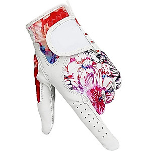 RNAGRET Golf Glove, Golf Gloves Pack 1 Pair Golf Gloves Women Left and Right Hand Leather Non-Slip Colorful Fabric Breathable Soft Sports Gloves (Size : 18 Small)