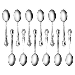 New Star Foodservice 58727 Rose Pattern, 18/0 Stainless Steel, Teaspoon, 6.2-Inch, Set of 12