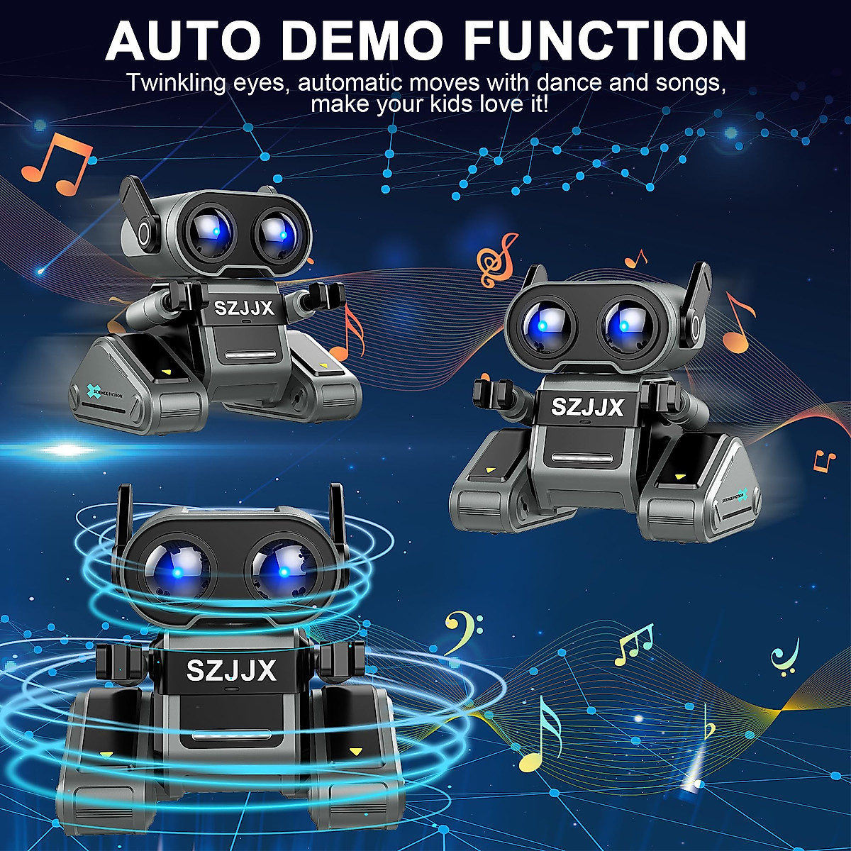 Robot Toys for Kids 3-5 5-7,Rechargeable Remote Control Robot Toy,Interactive Toy Robot for Kids with LED Eyes & Music & Dance,Intelligent Robots Toys Gifts for 3 4 5 6 7 8 Year Old Boys Girls (Grey)